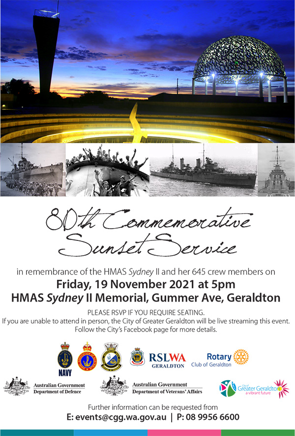 HMAS Sydney ll - 80th Commemorative Sunset Service » Visit Geraldton